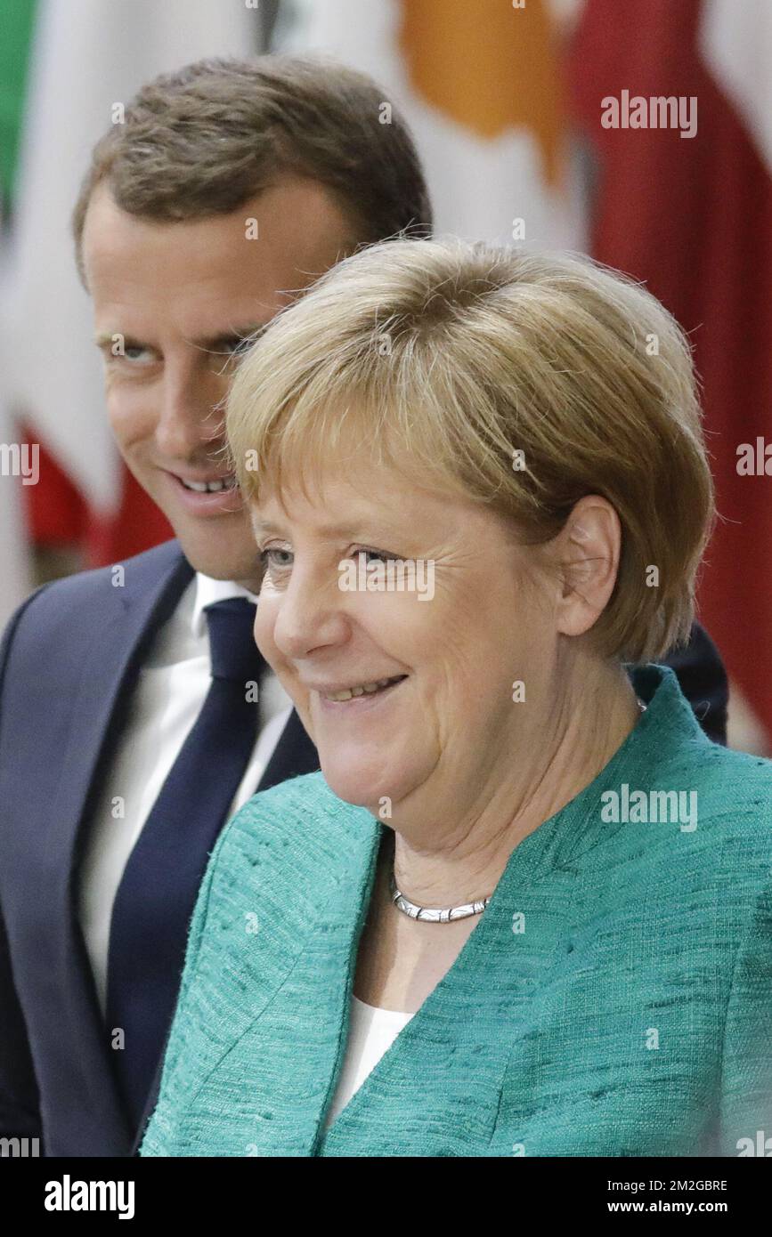 President of France Emmanuel Macron and Chancellor of Germany Angela ...