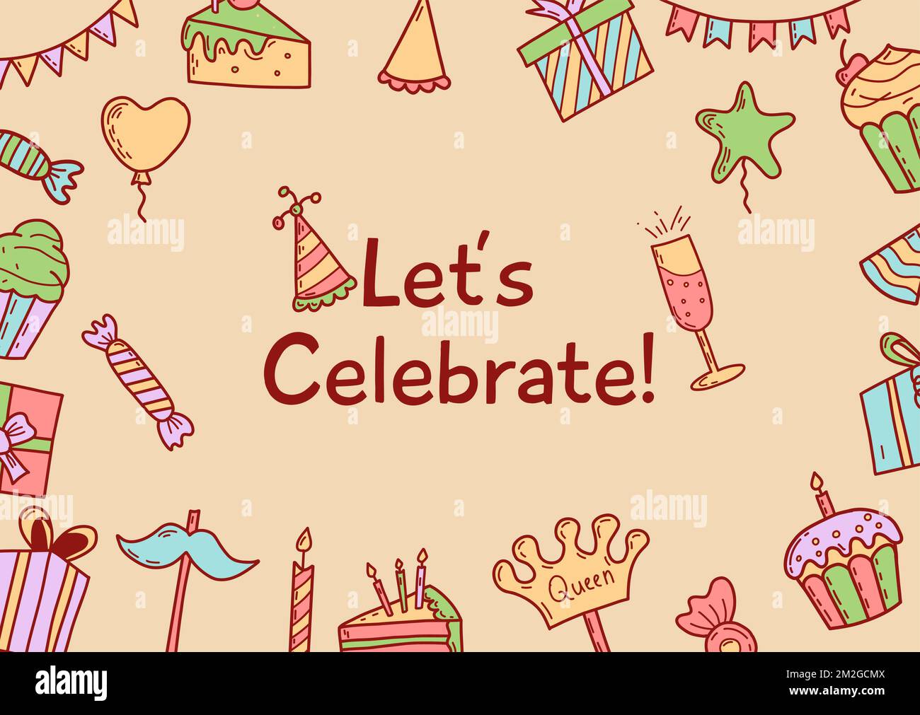 Happy birthday greeting card and party invitation templates. Flat ...