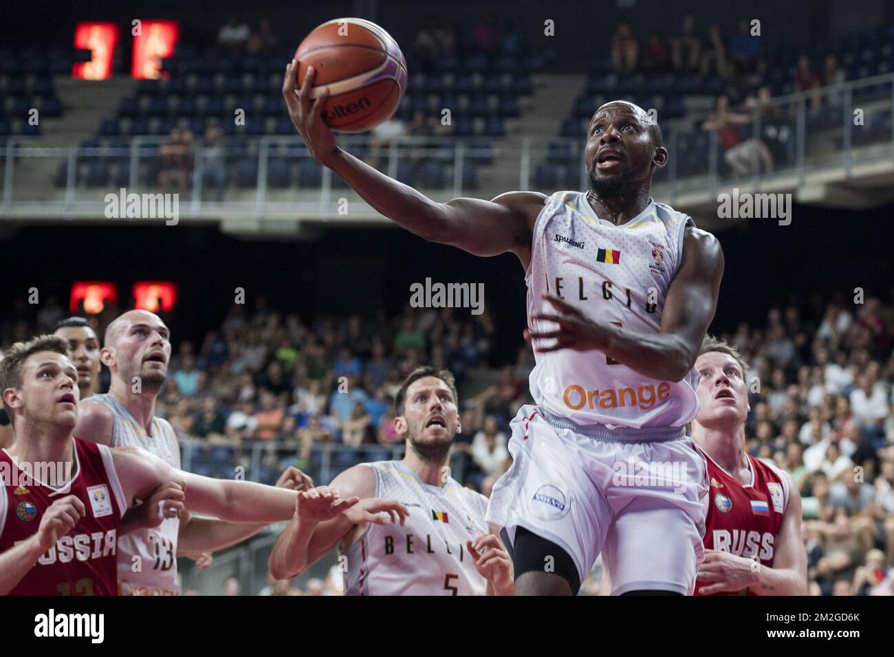 Belgium's Jonathan Tabu pictured in action during basketball game ...