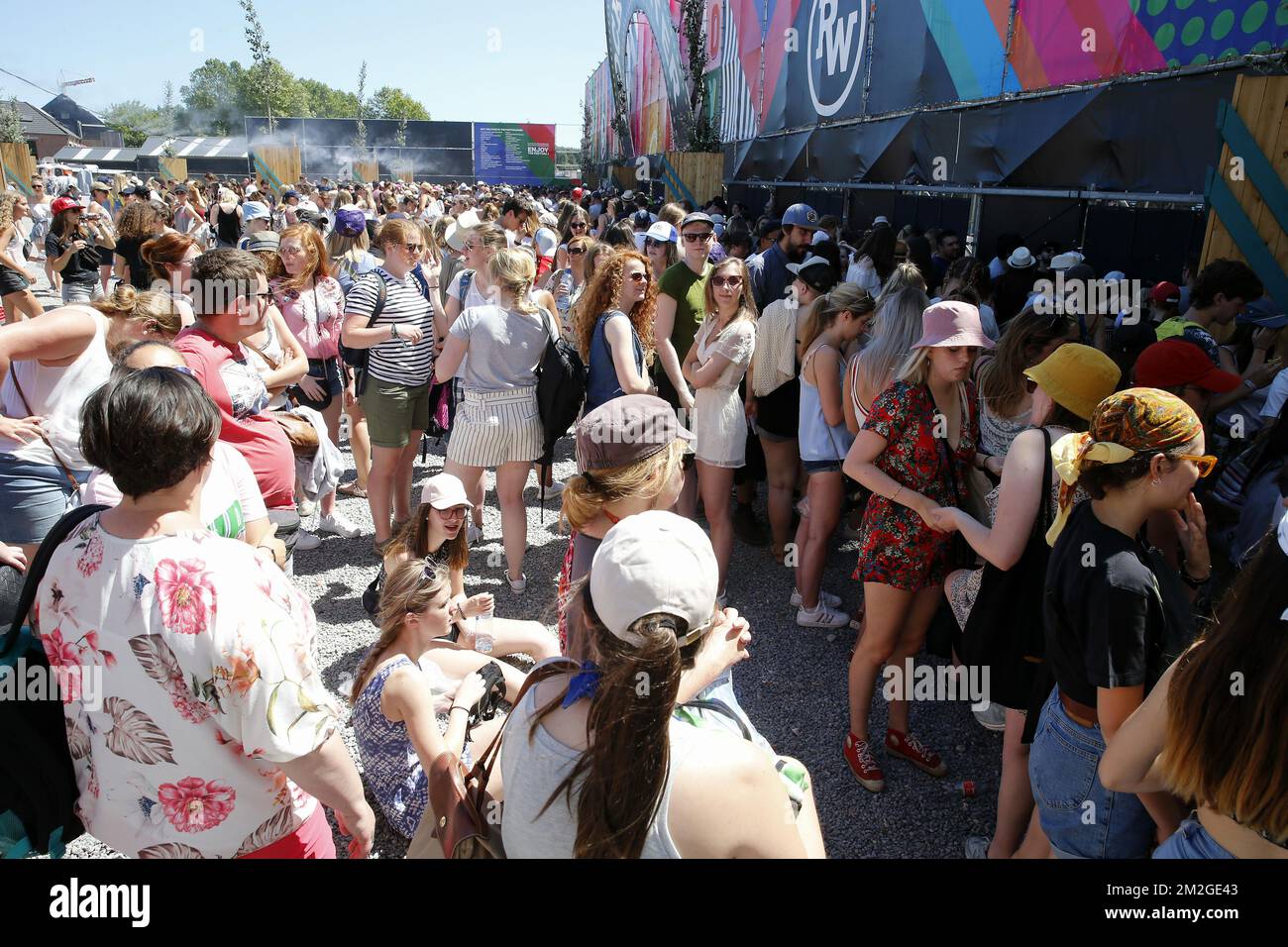 Illustration picture shows fans waiting at the closed doors ahead of ...