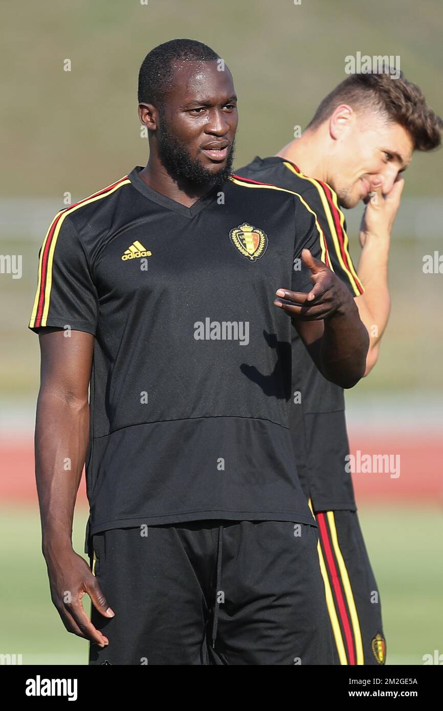 Belgium's Romelu Lukaku pictured during a training session of Belgian ...