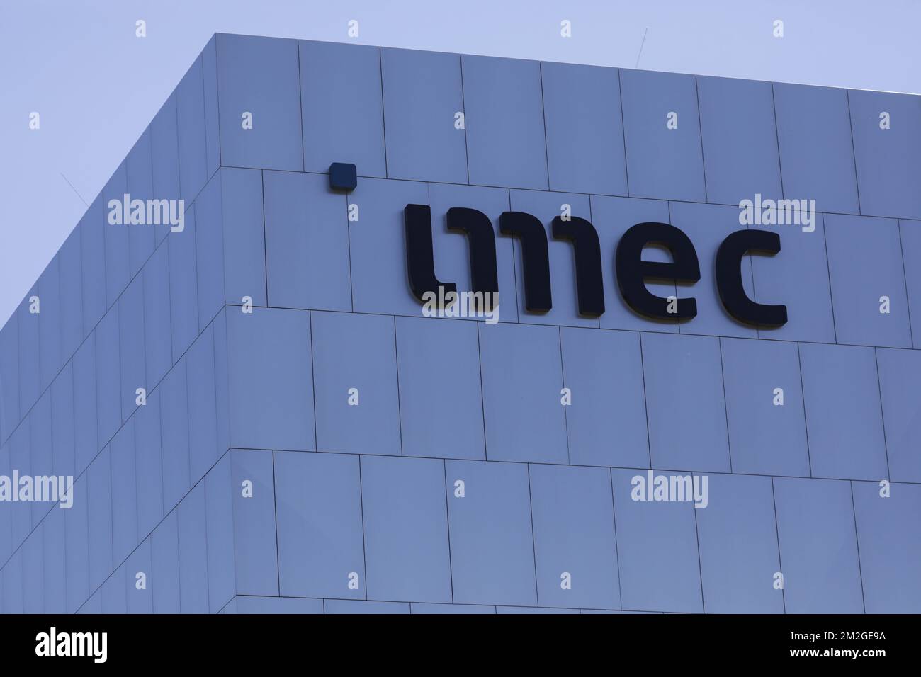 Illustration picture shows a logo at the Imec headquarters during a ...