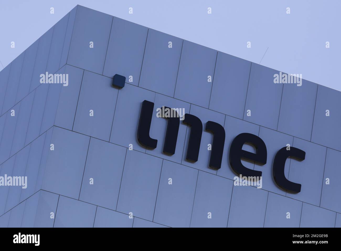 Illustration picture shows a logo at the Imec headquarters during a ...
