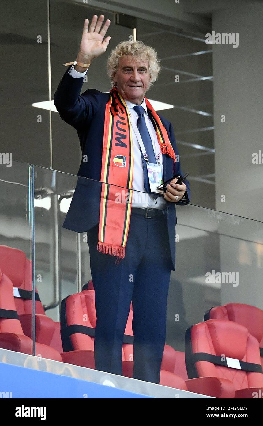 Belgian former goalkeeper Jean-Marie Pfaff pictured in the stands ahead ...