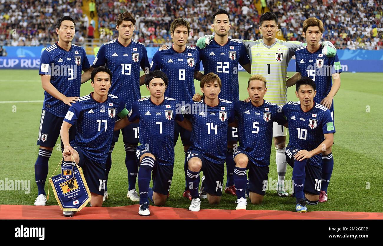 Japan's players pose ahead of a round of 16 game between Belgian ...