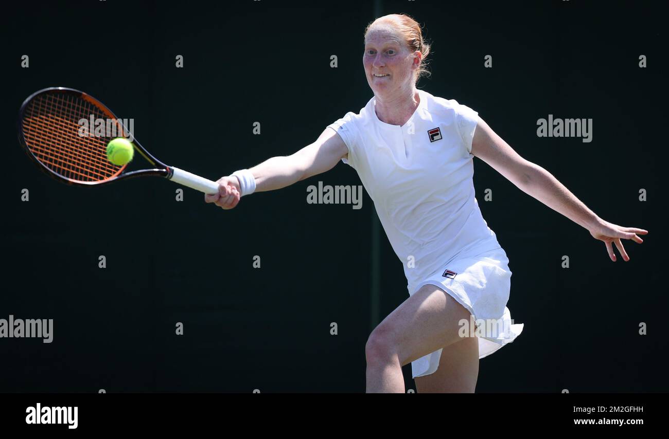 Belgian Alison Van Uytvanck pictured in action during a tennis match ...