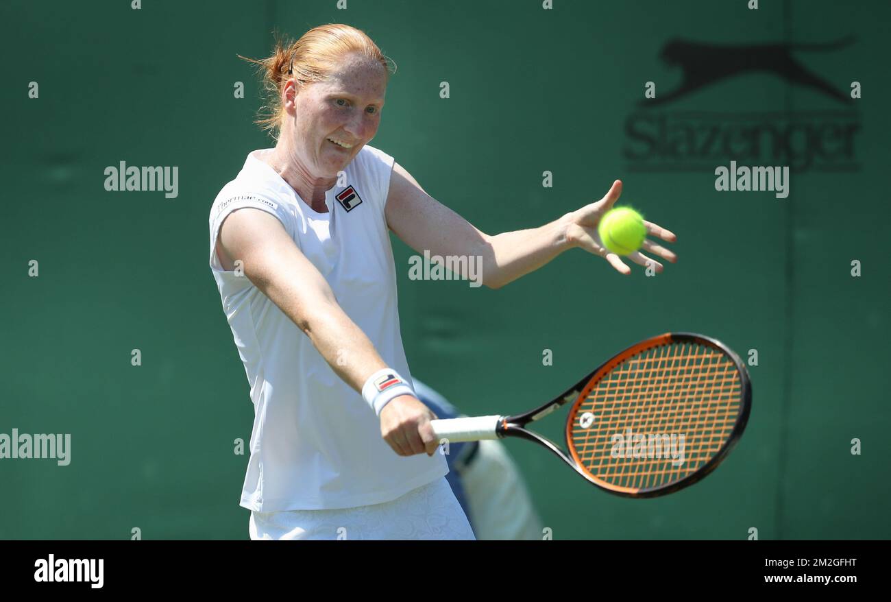 Belgian Alison Van Uytvanck pictured in action during a tennis match ...