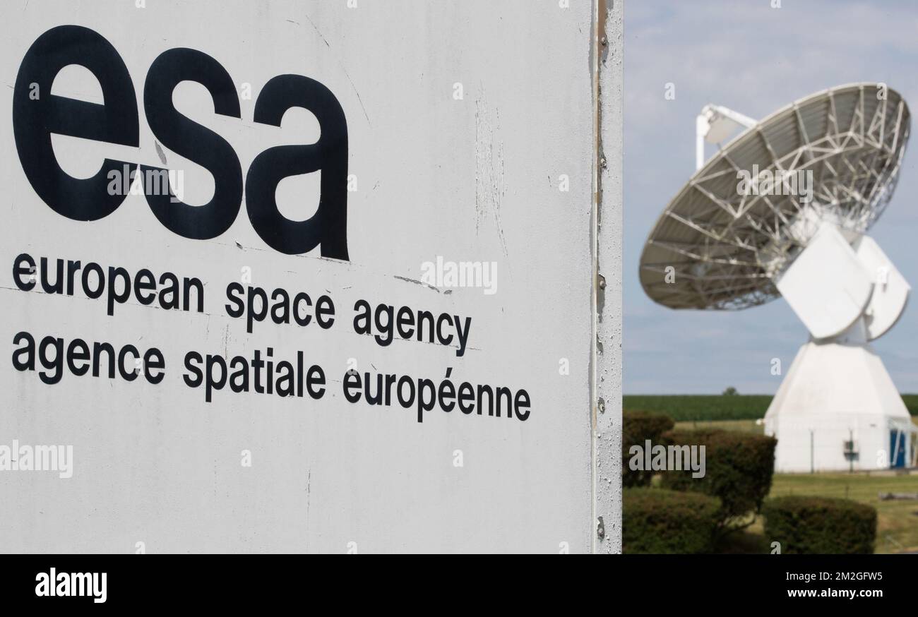 Illustration picture shows the ESA European Space Agency logo and a ...