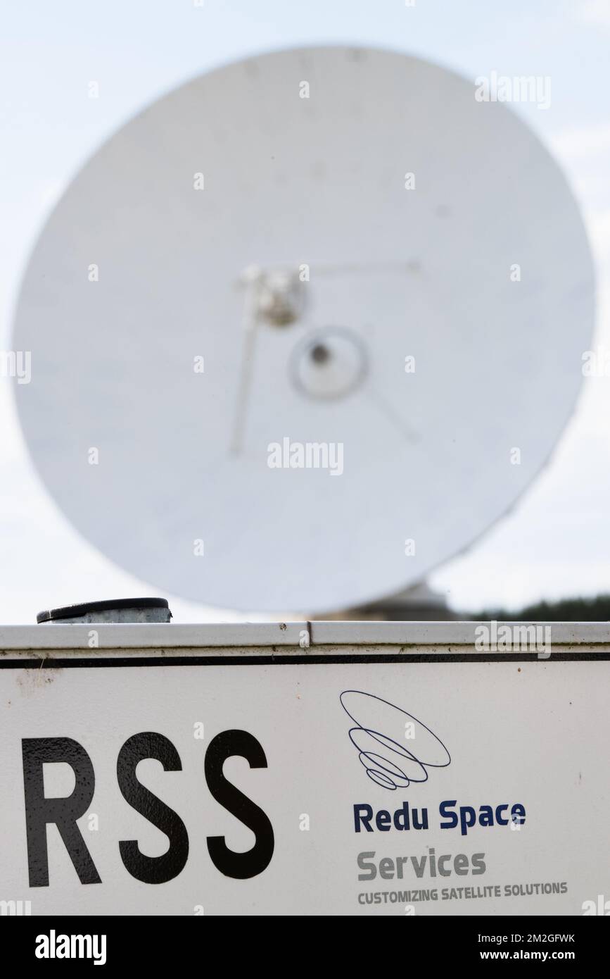 Illustration picture shows the Redu Space Services logo, during the ...