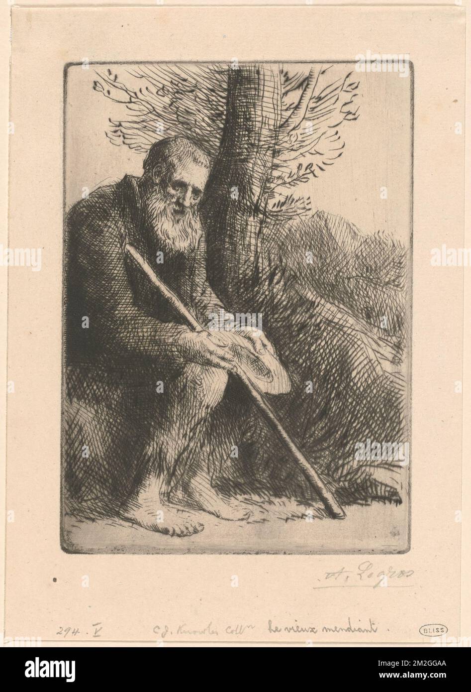 Les deux mendiants , Beggars, Trees, Alphonse Legros (1837-1911 Stock ...