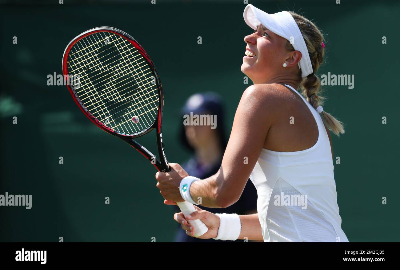 Belgian Yanina Wickmayer pictured in action during a tennis match ...