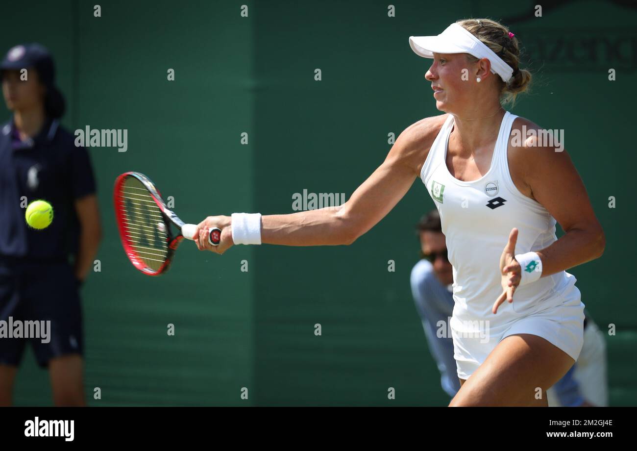 Belgian Yanina Wickmayer pictured in action during a tennis match ...