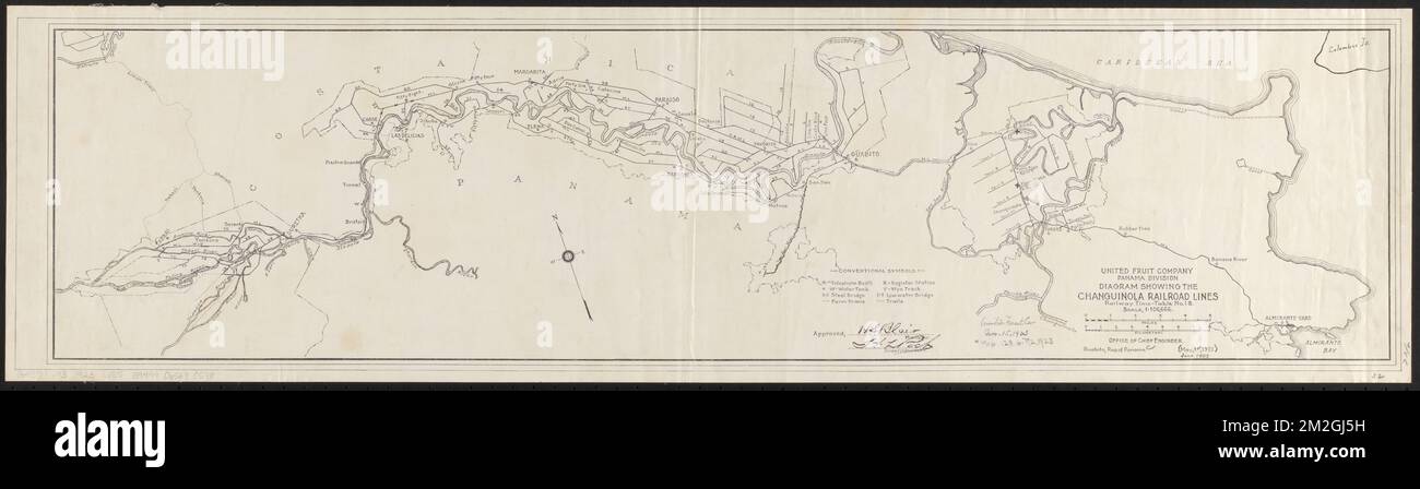Diagram showing the Changuinola Railroad lines , Railroads, Panama ...