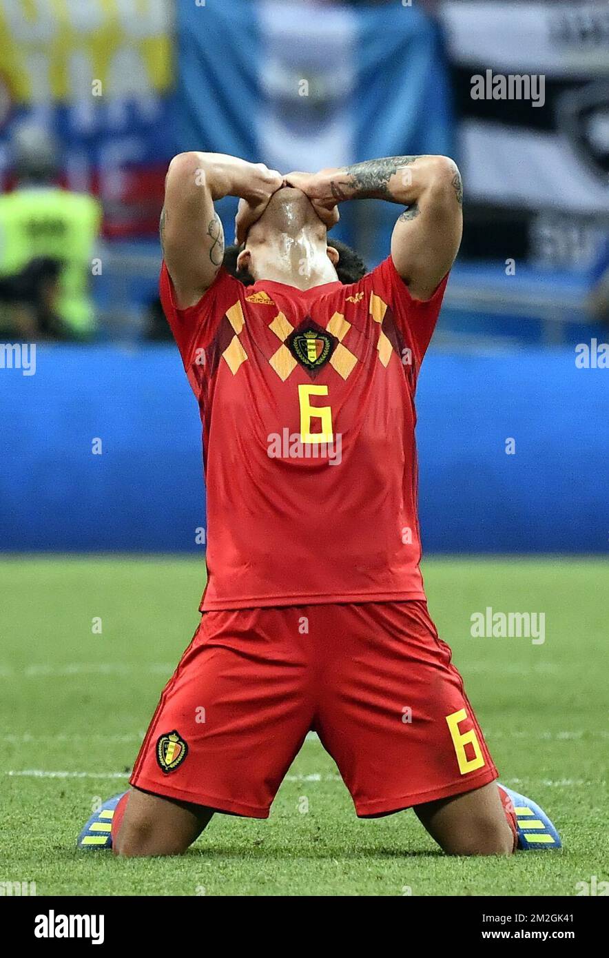 Belgium's Axel Witsel celebrates after winning a soccer game between ...