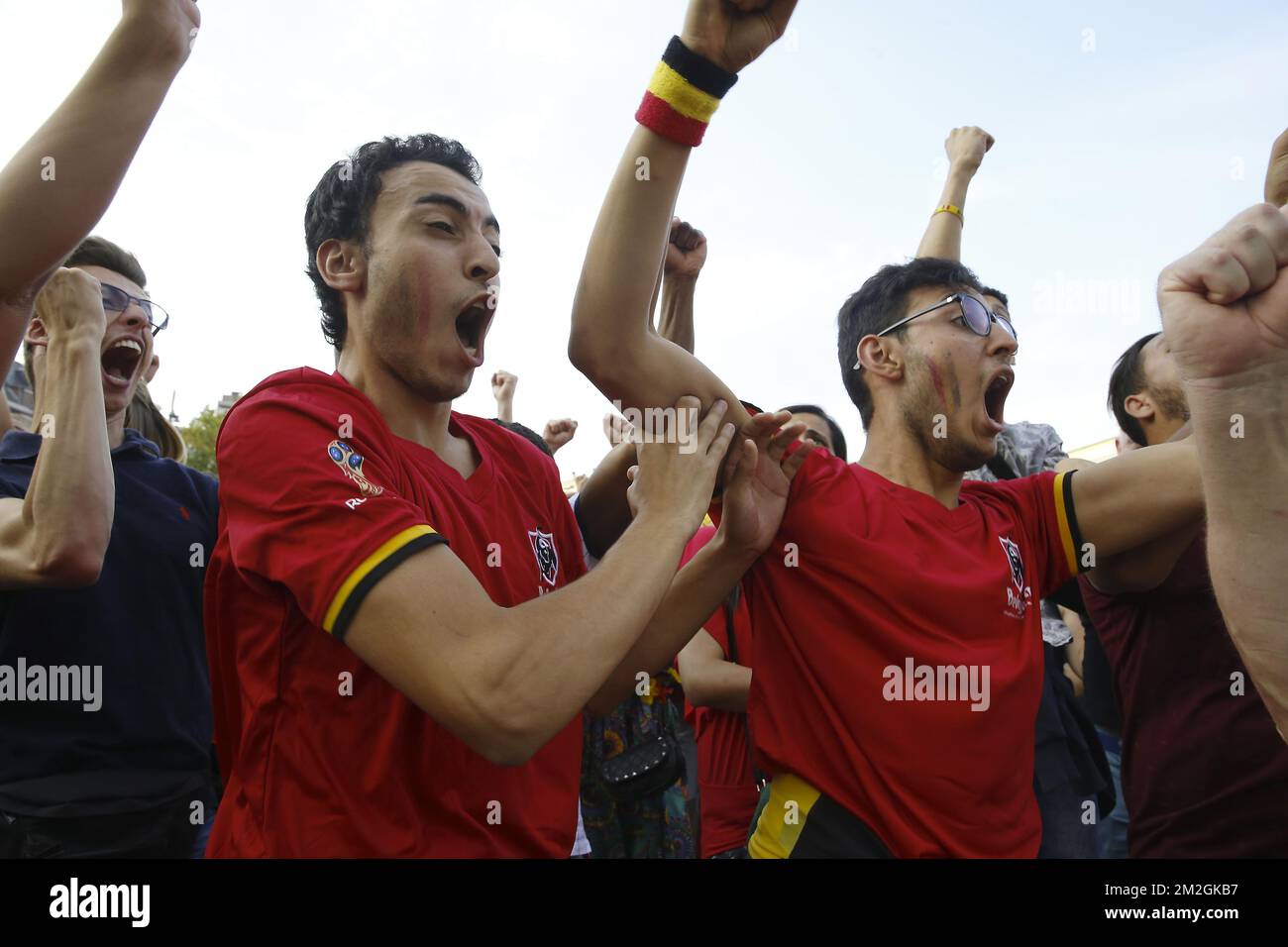 Red Devils' fans pictured during the projection on big screen of the ...