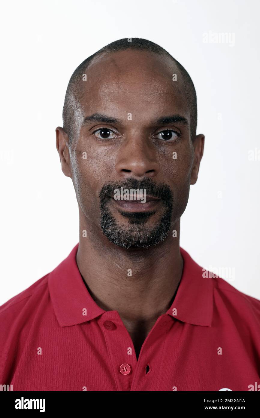 coach Jonathan Nsenga poses for the photographer at the Belgian ...