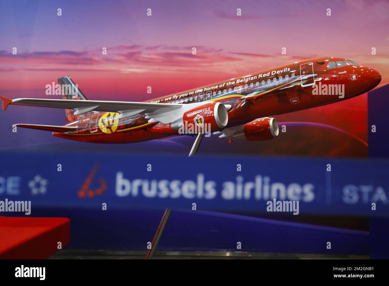 Illustration picture shows the model of an aircraft, painted in Red ...