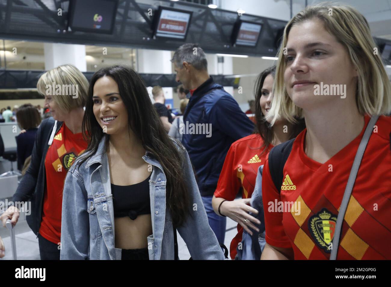 Courtois' family (L-R) Gitte, Marta Dominguez, Kirsten Briers and ...