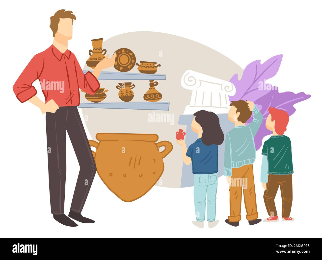 School children on excursion in history museum Stock Vector Image & Art ...