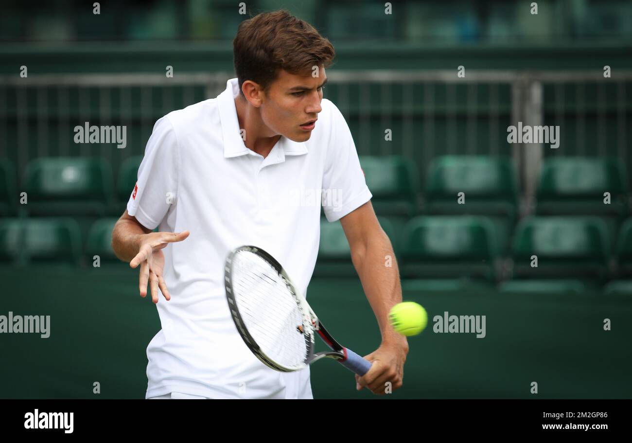 Belgian Louis Herman pictured in action during a tennis match between ...