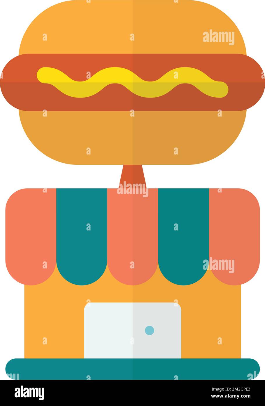 hamburger shop building illustration in minimal style isolated on ...