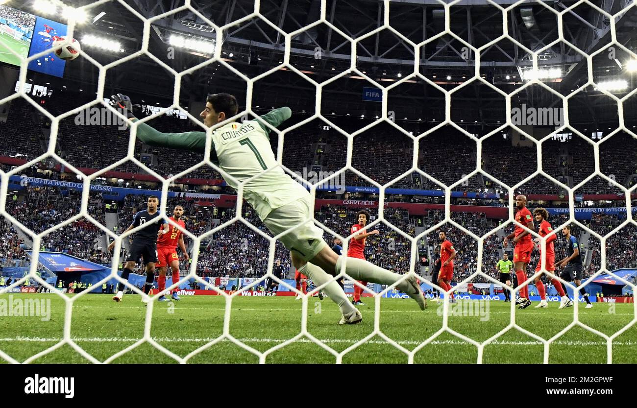 Belgium's goalkeeper Thibaut Courtois pictured i action during the semi ...