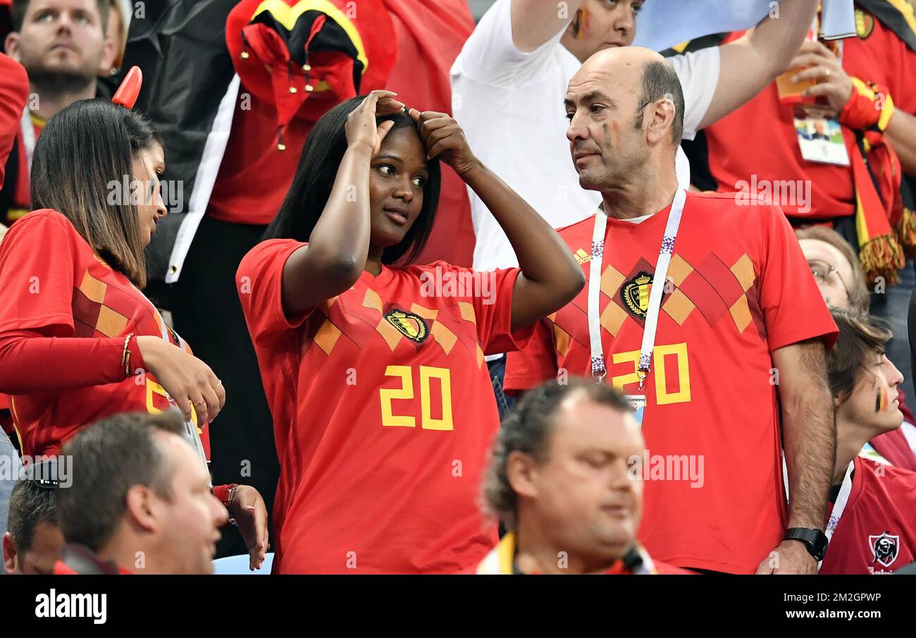 Belgium's Dedryck Boyata's wife Manon (L) and his sister (C) and an ...