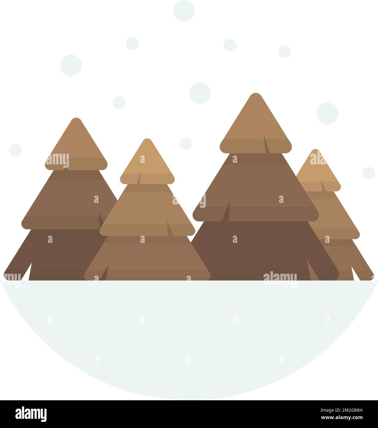 Christmas tree and snow illustration in minimal style isolated on ...