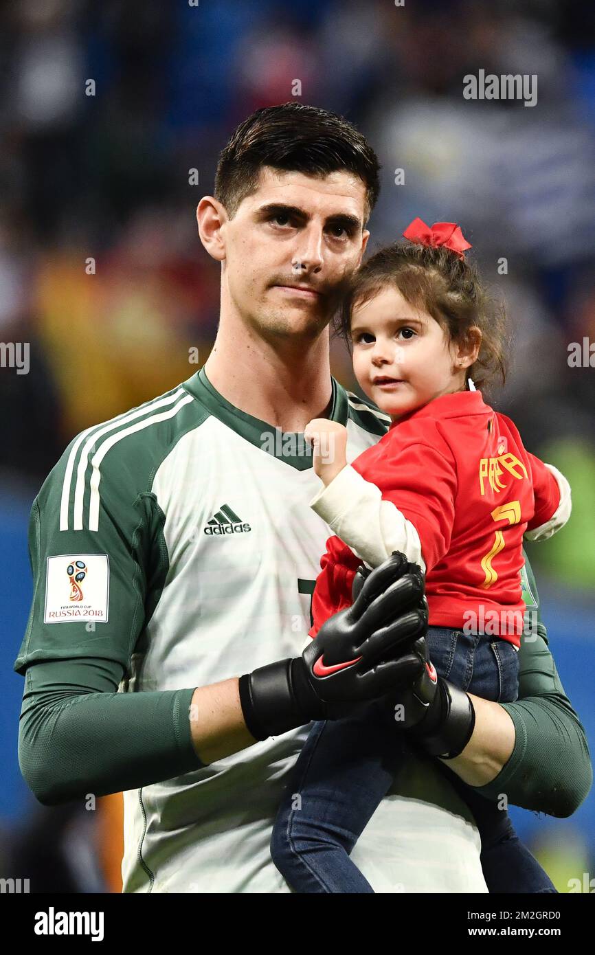 Belgium's goalkeeper Thibaut Courtois pictured after the semi final ...