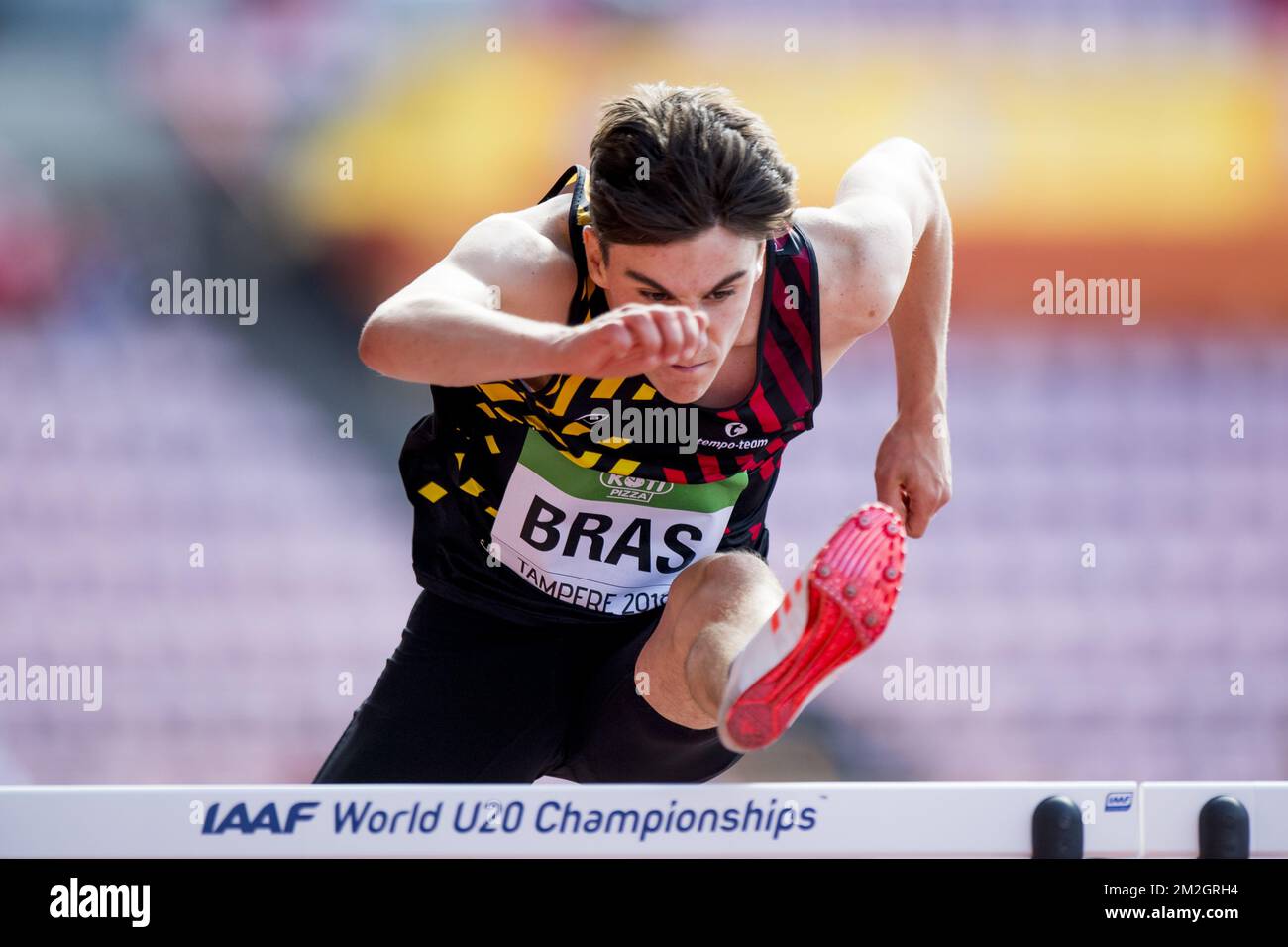 Belgian Tuur Bras pictured in action during round one of the men's 110m ...
