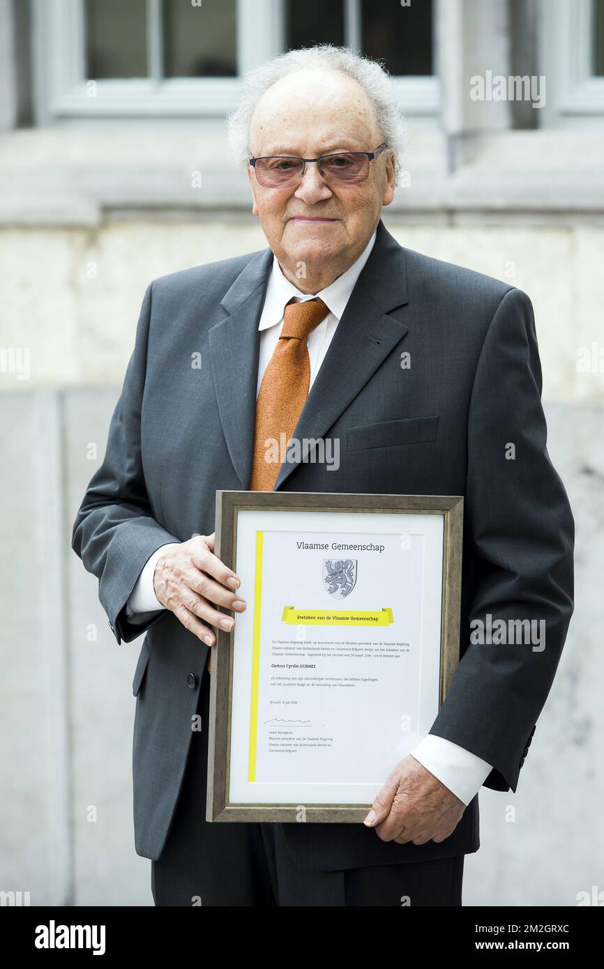 Writer Gaston Durnez pictured during the award ceremony for the ...