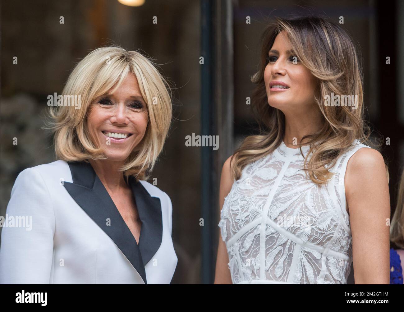 Brigitte Macron and First Lady of the US Melania Trump pictured at a ...