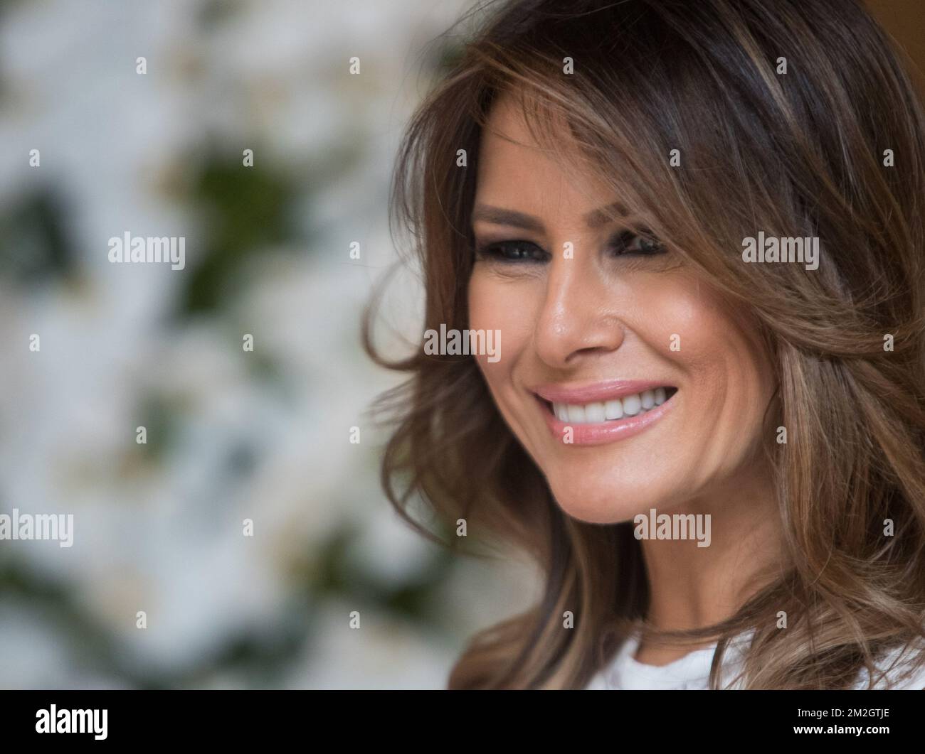First Lady of the US Melania Trump pictured at a dinner at the Parc du ...