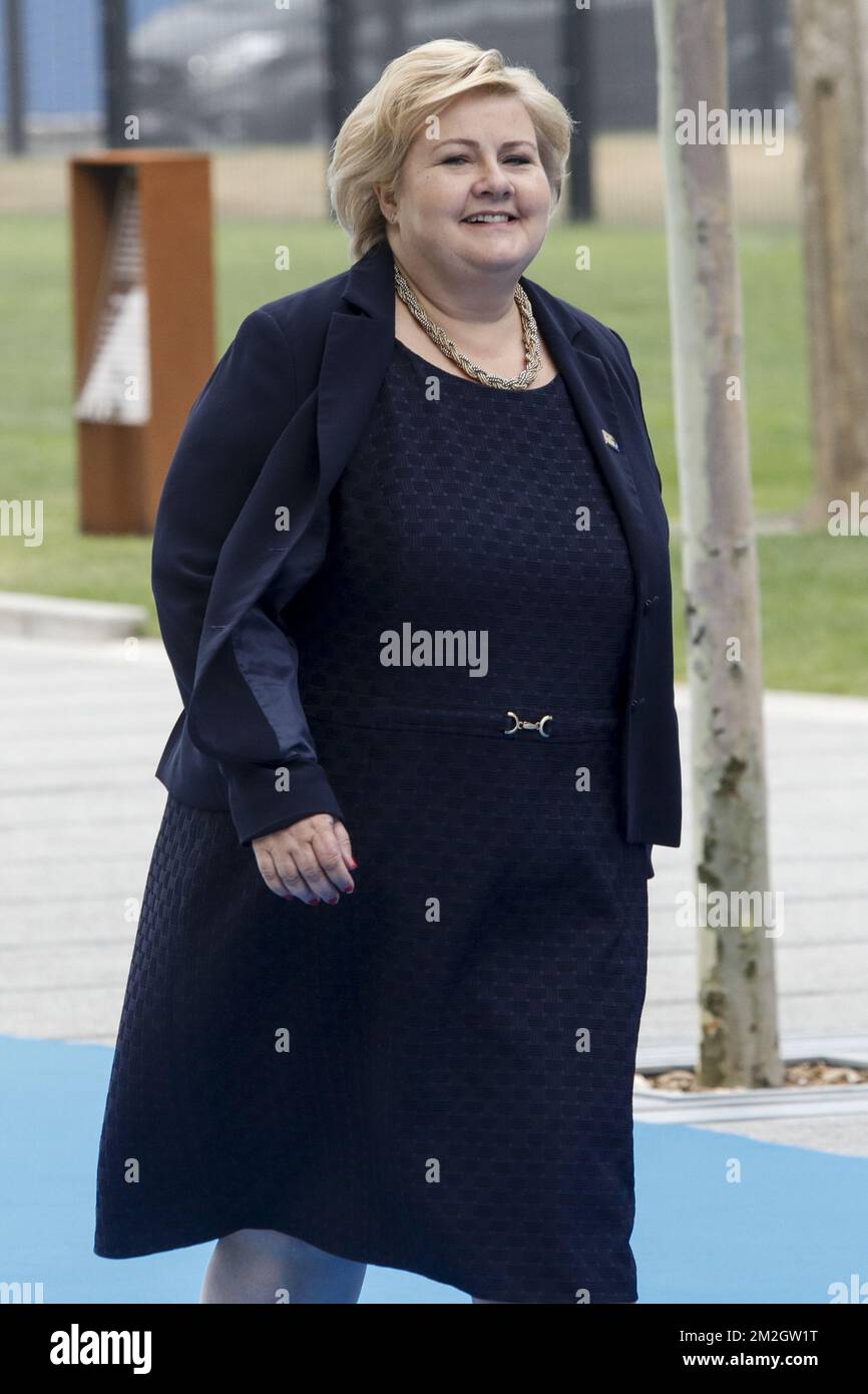 Prime Minister of Norway Erna Solberg pictured at the arrivals on day ...