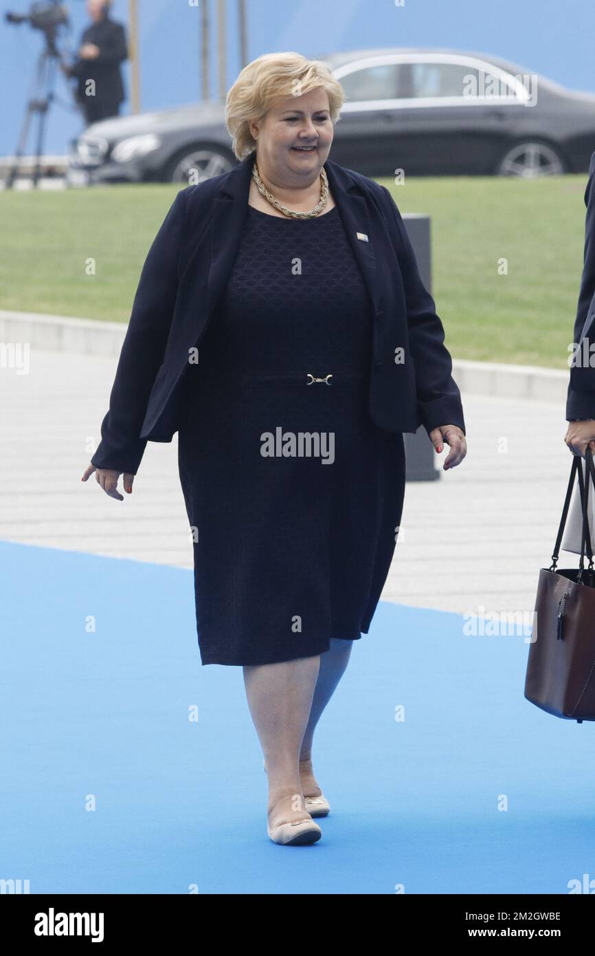 Prime Minister of Norway Erna Solberg pictured at the arrivals on day ...
