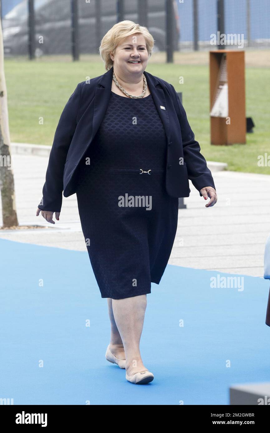 Prime Minister of Norway Erna Solberg pictured at the arrivals on day ...