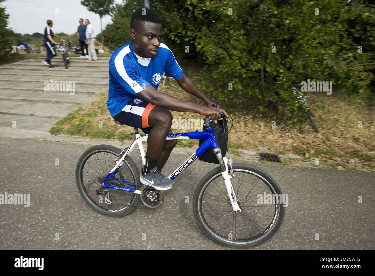 Gent's Moses Simon pictured during a training session of Belgian soccer ...