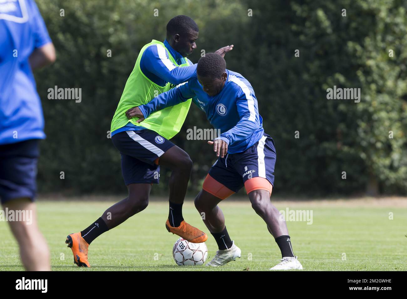 Gent's Stallone Limbombe (R) pictured during a training session of ...