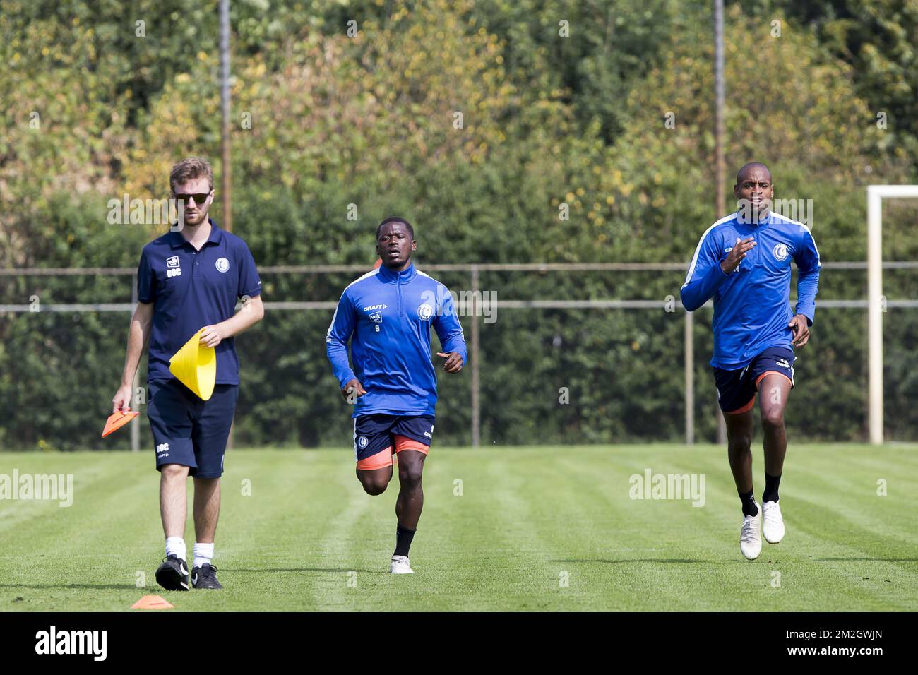 Gent's Stallone Limbombe and Gent's Rangelo Janga pictured during a ...