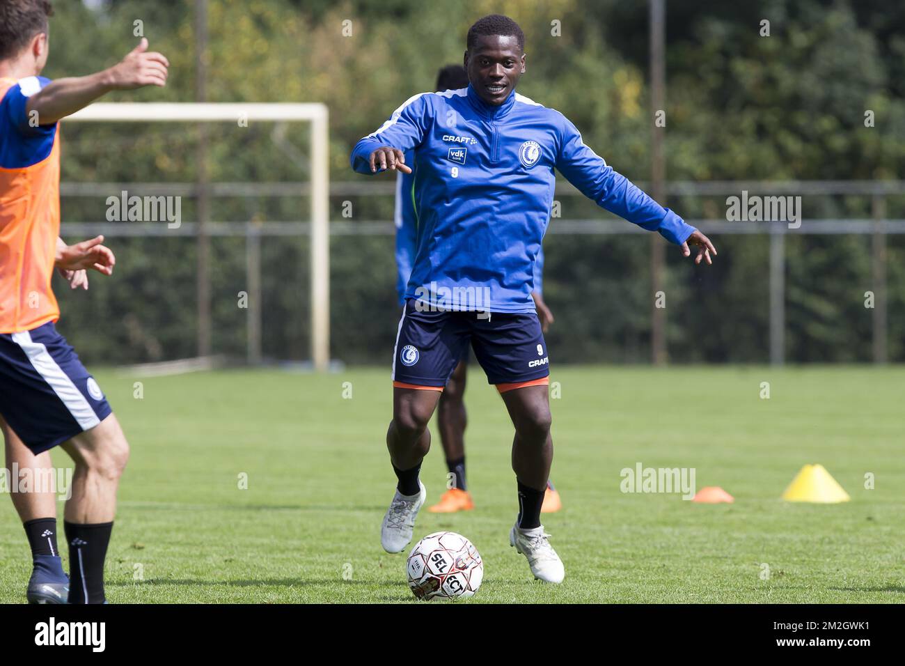 Gent's Stallone Limbombe pictured during a training session of Belgian ...