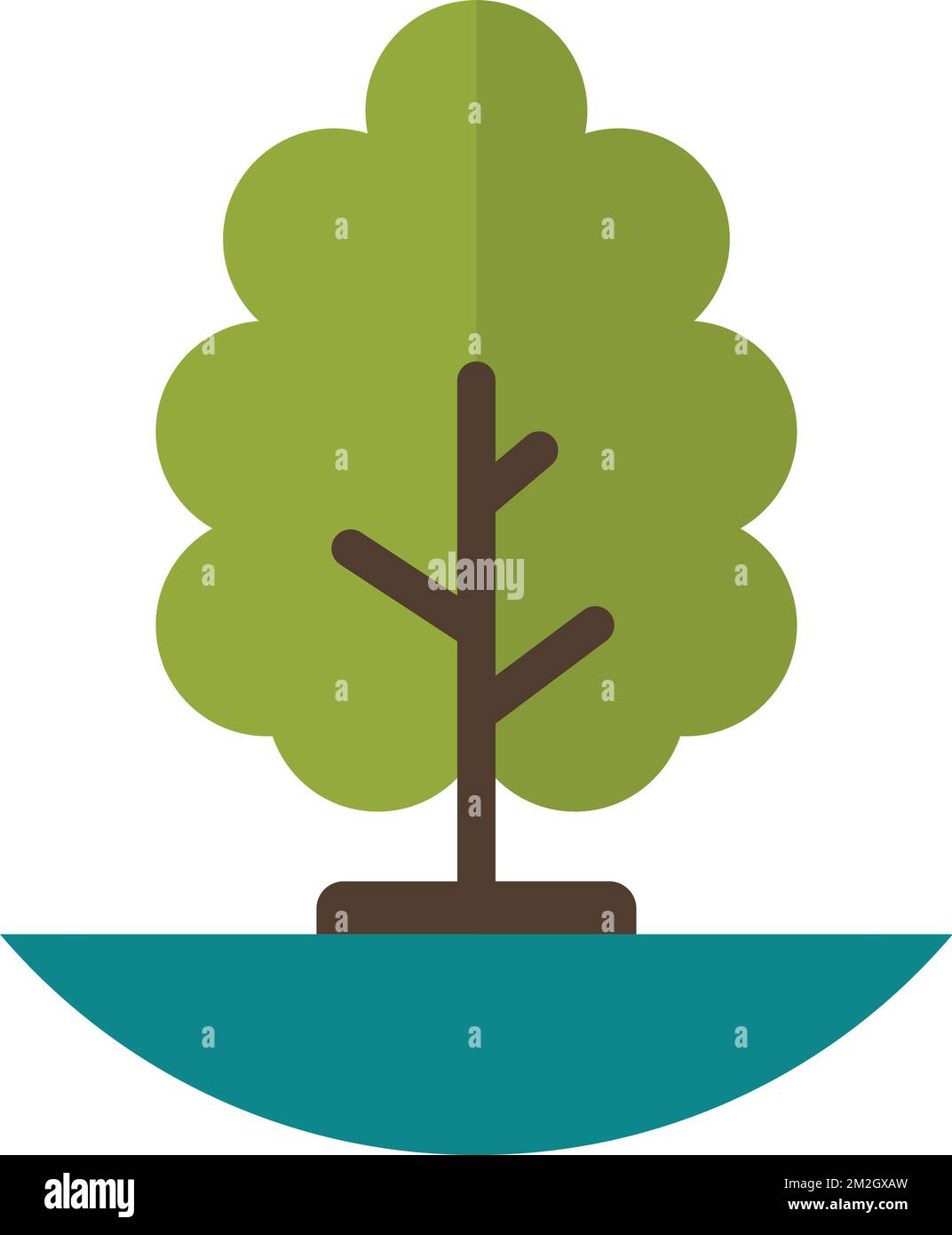 trees and ground illustration in minimal style isolated on background ...
