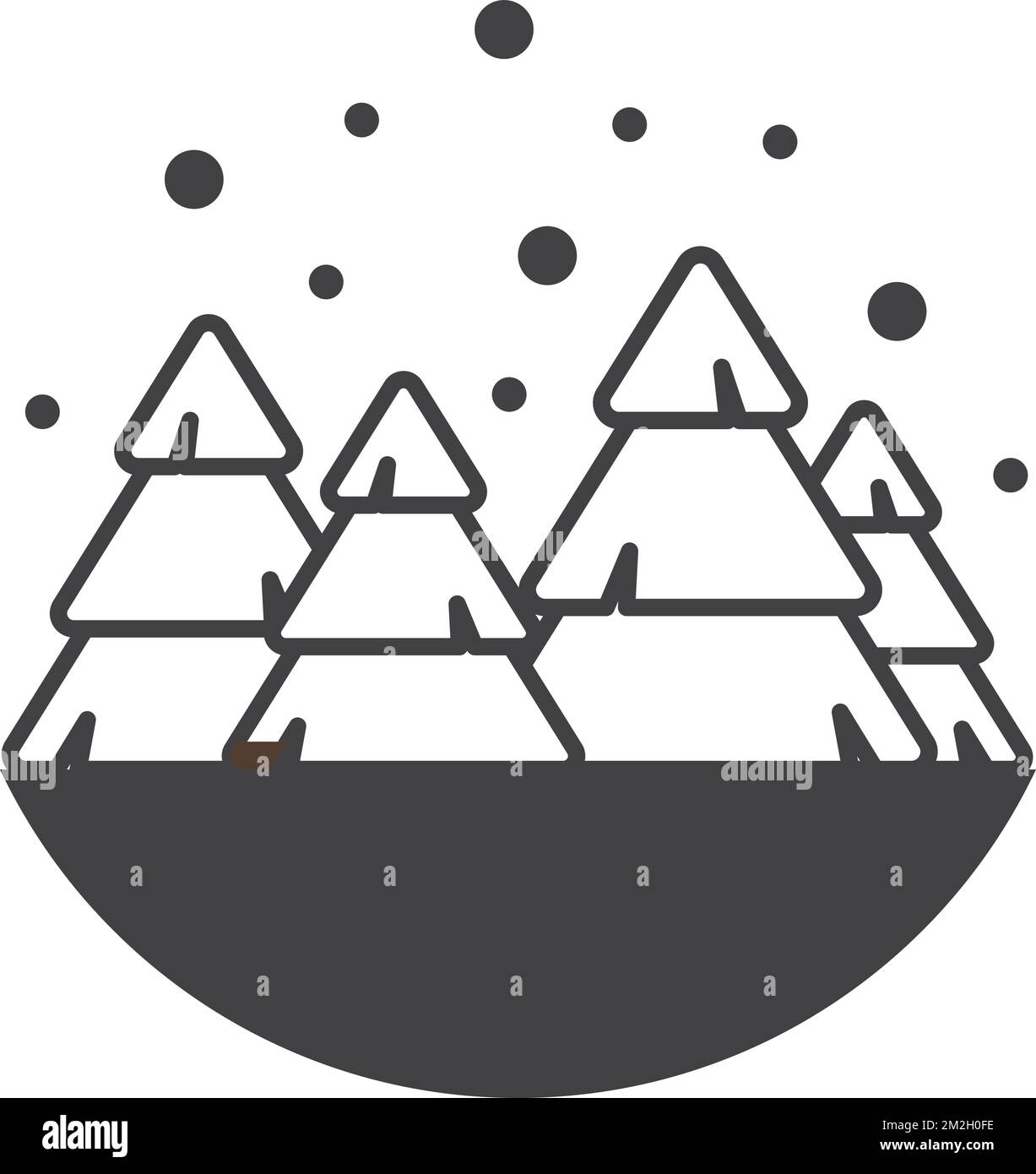 Christmas tree and snow illustration in minimal style isolated on ...