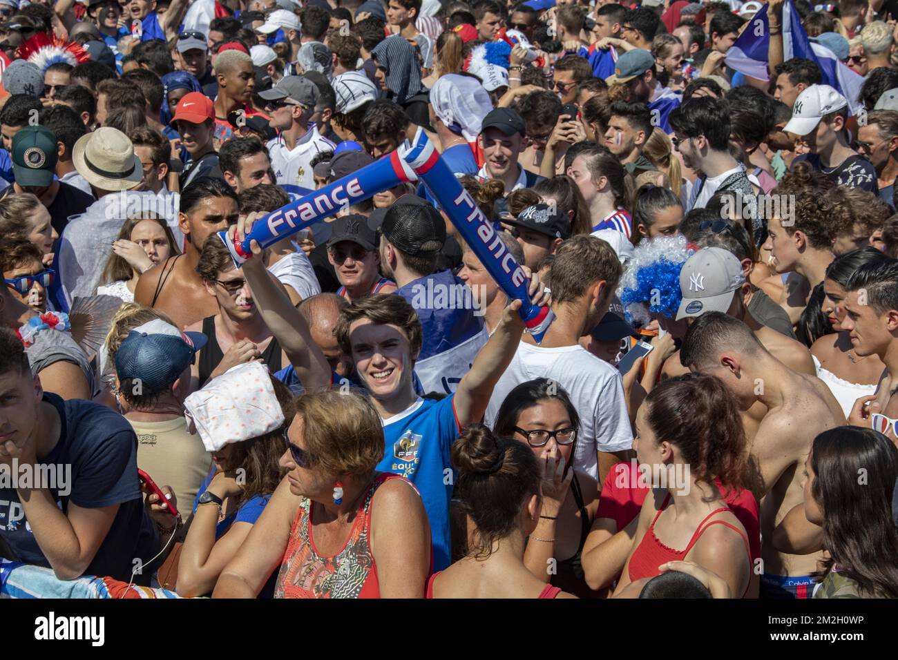 Supporters in Nice, celebrating the victory of the French team at the ...