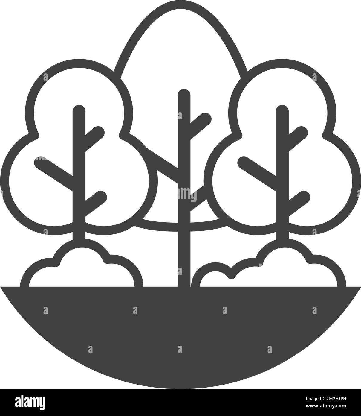 trees and ground illustration in minimal style isolated on background ...