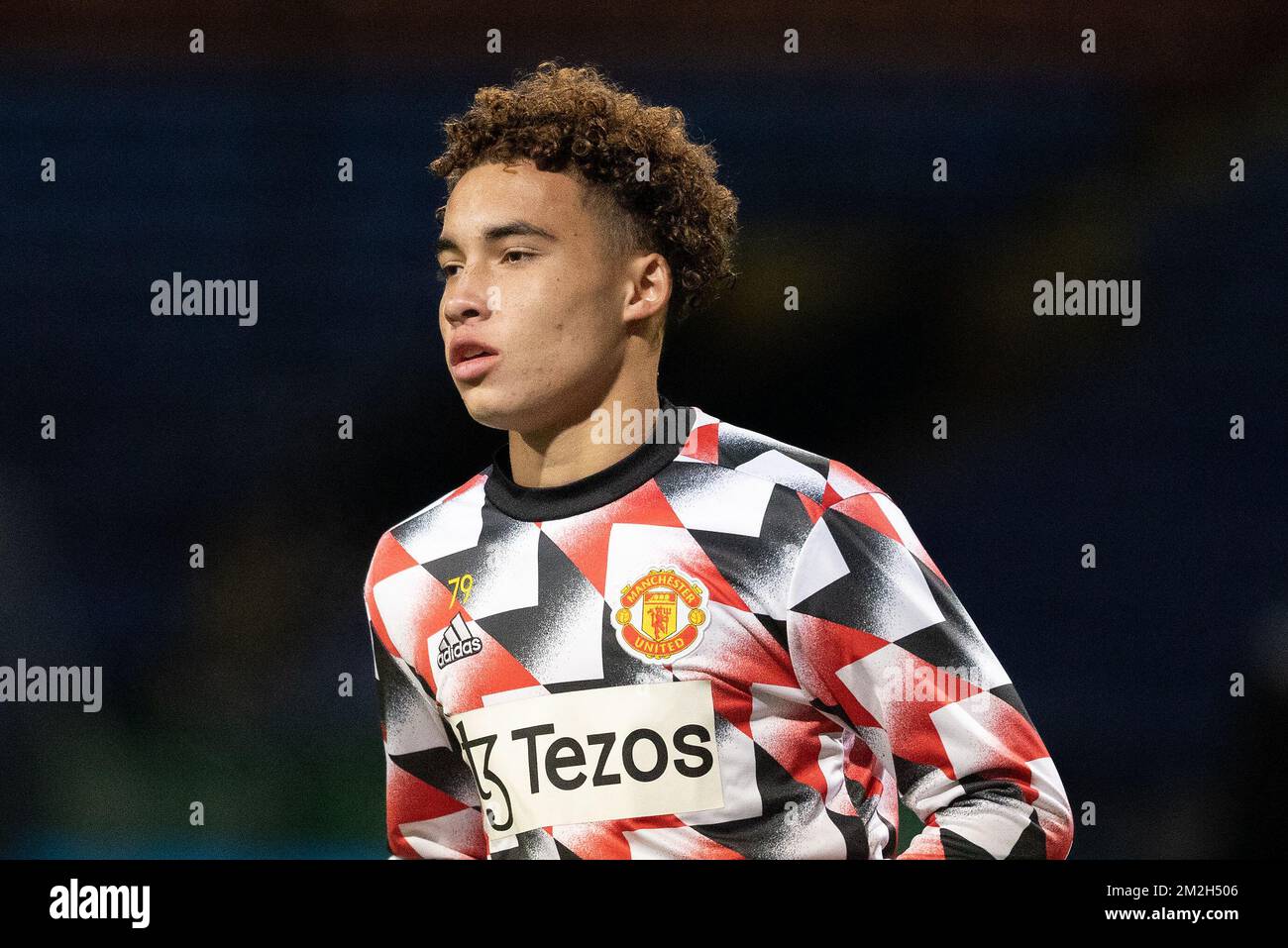 Sam Murray #79 of Manchester United before the Papa John's Trophy match ...