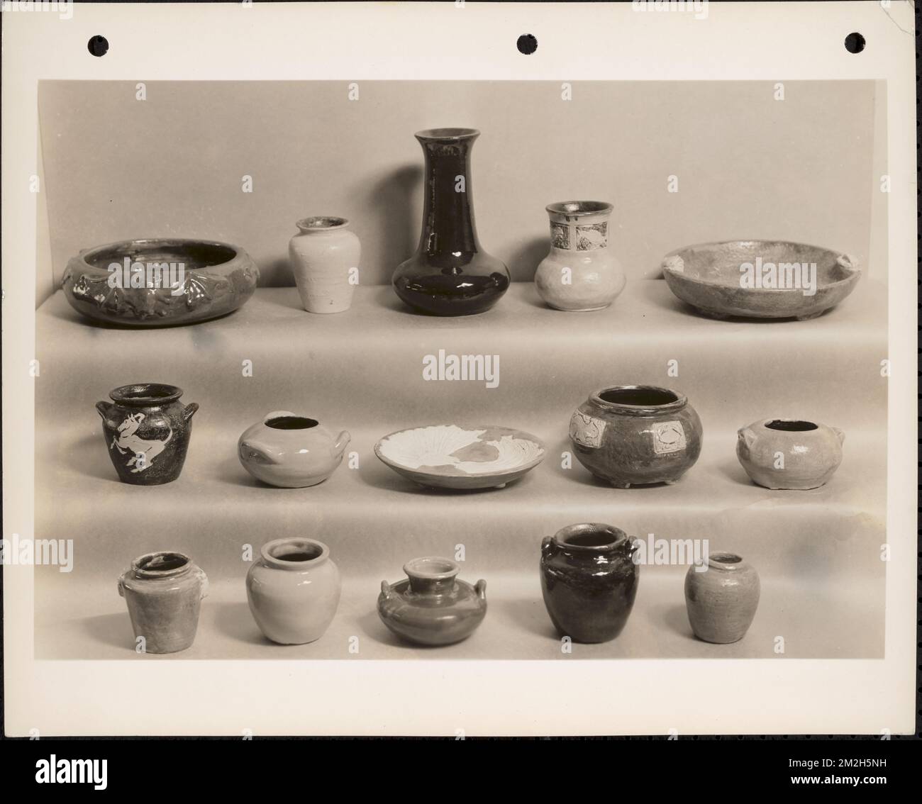 Display of glazed pottery , Bowls Tableware, Vases. The Massachusetts ...