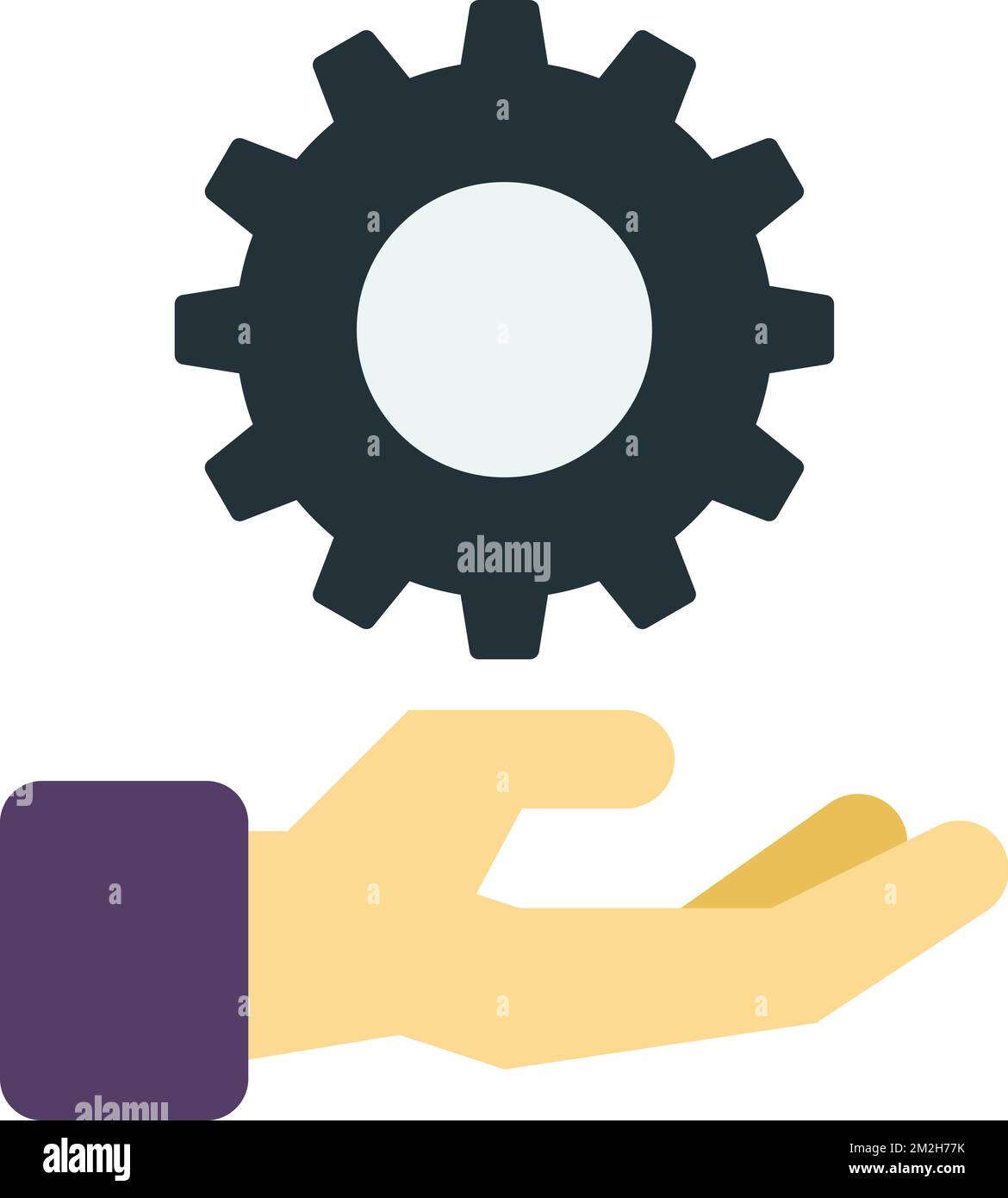 hands and cogs illustration in minimal style isolated on background ...