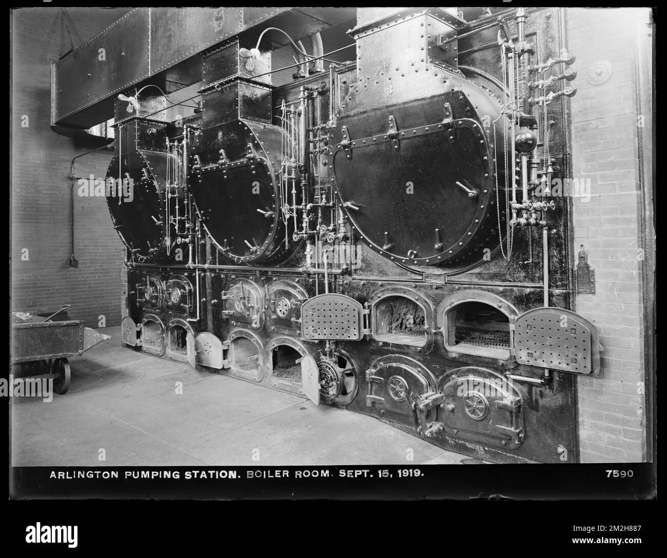 Distribution Department, Arlington Pumping Station, boiler room ...
