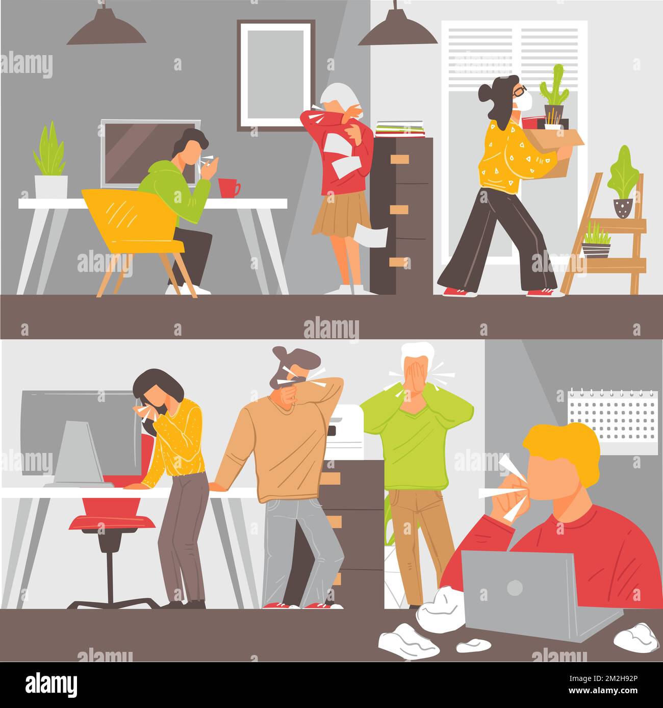 Sick man coughing workplace Stock Vector Images - Alamy