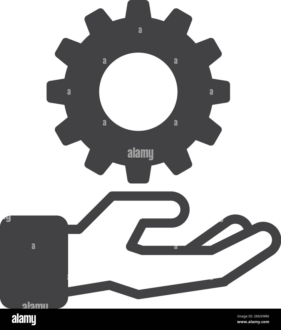 hands and cogs illustration in minimal style isolated on background ...